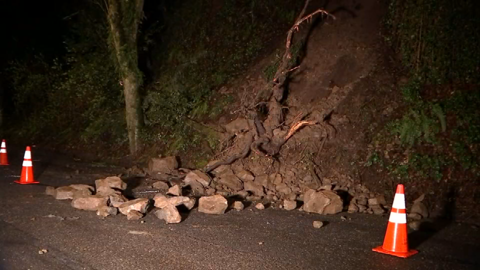 Small landslide causes problems on road in West Hills - KPTV - FOX 12